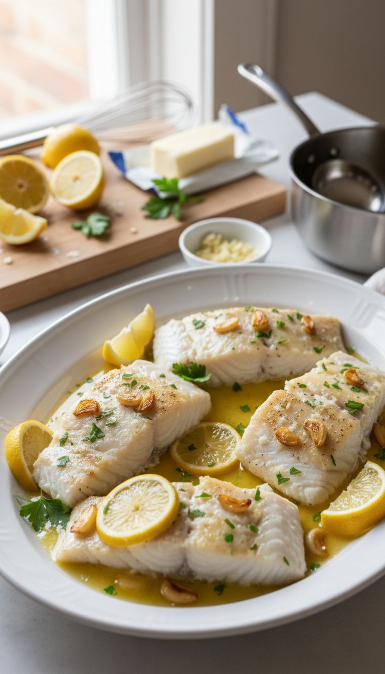 Baked Lemon-Garlic Cod With Butter Sauce – Easy Weeknight Fish Recipe